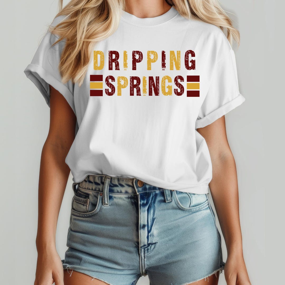 Dripping Springs T Shirt, Maroon and Gold Dripping Springs T Shirt ...