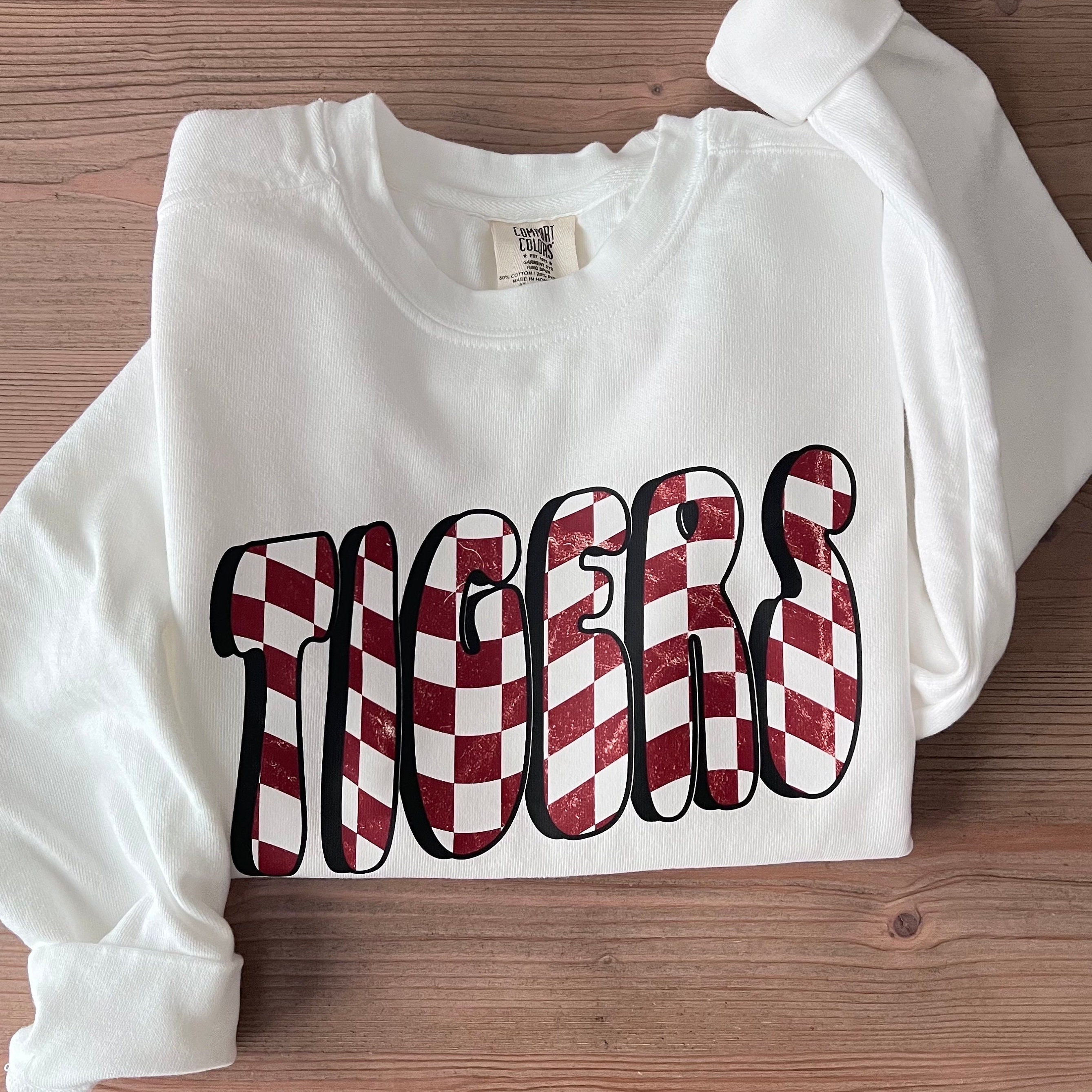 Tigers Spirit Wear. Retro Tigers Sweatshirt Checkered Tigers - Etsy