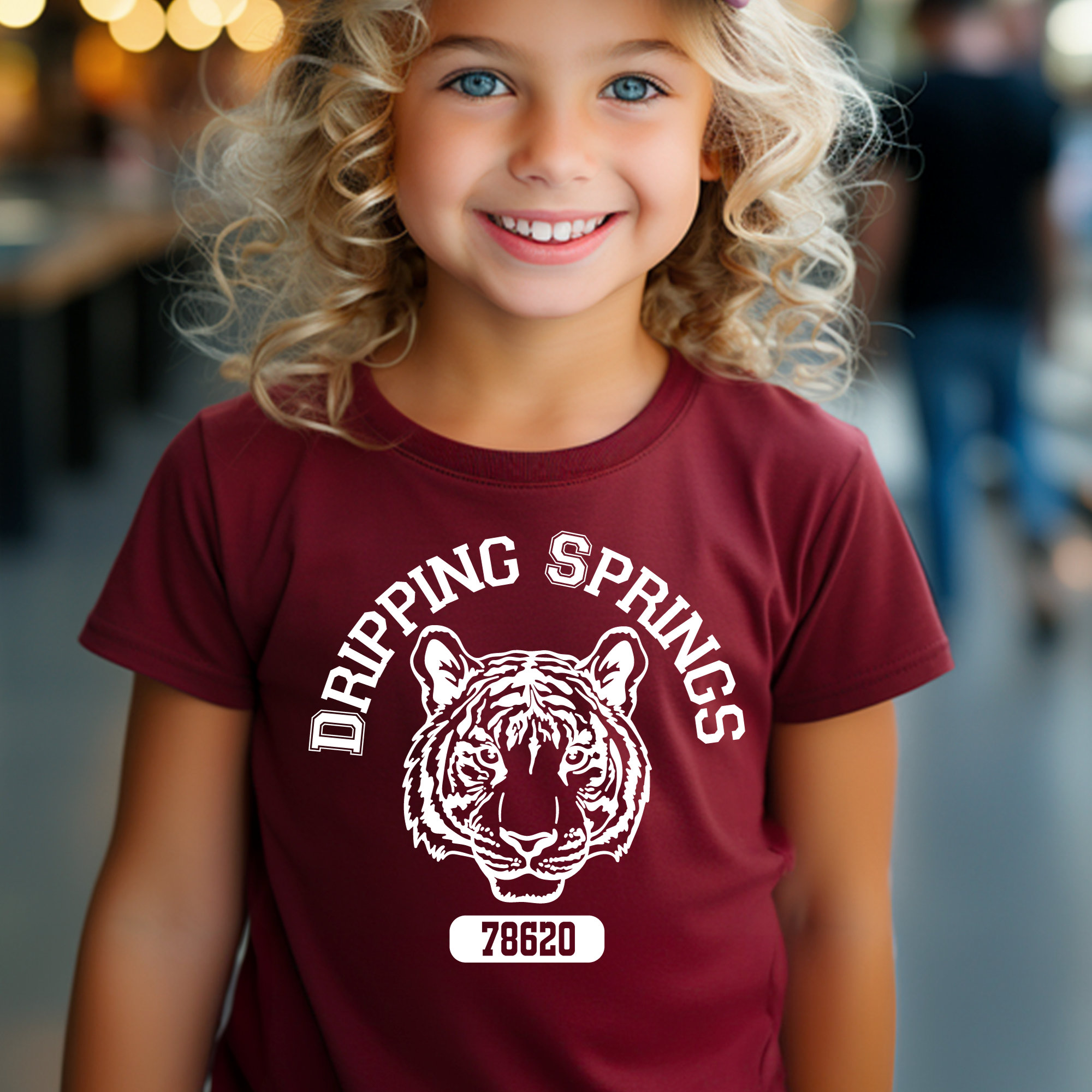 Youth Maroon Dripping Springs Tiger Shirt, Kid's Tiger Spirit Wear ...