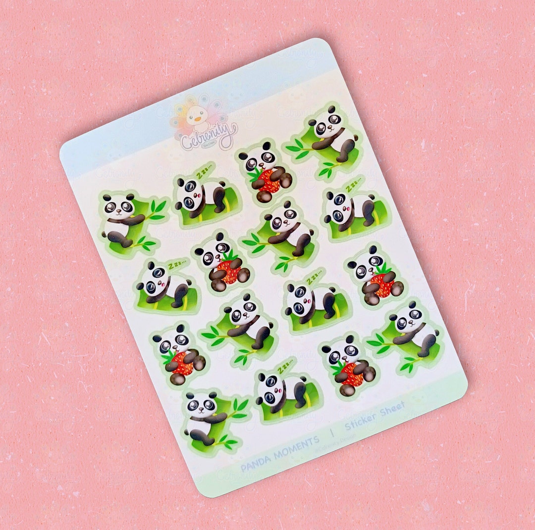 Panda Moments Sticker Sheet Cute Kawaii Pandas Matte Stickers Planner ...