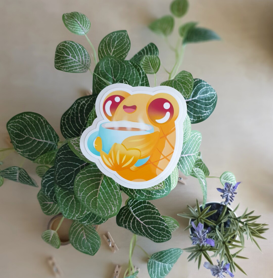 Goldfish Drinking Coffee Sticker Laminated Vinyl Sticker Cute Planner ...