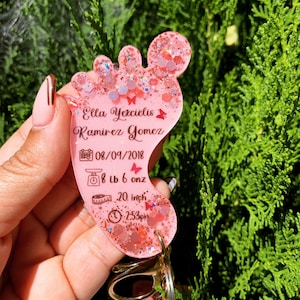 Baby Feet Keychains , Personalized Baby Birth Date , Resin Keychains ...