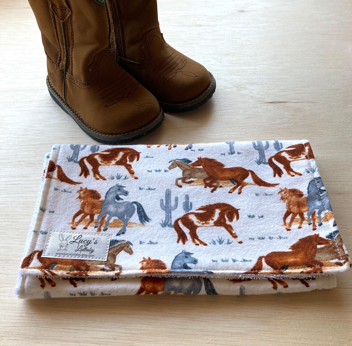 Burp Cloth - WILD MUSTANGS | Handmade | Western Theme | Baby Shower ...