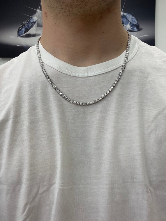 Buy 14k Gold Round 25 Pointer Vs Diamond Tennis Chain 24 Inches 4mm ...