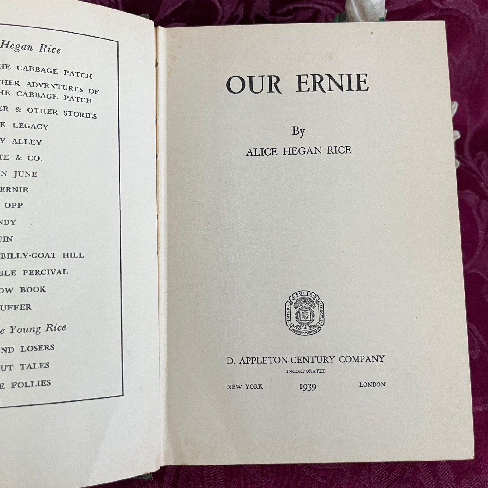 1939 Vintage Book: Our Ernie by Alice Hegan Rice, First Edition. - Etsy