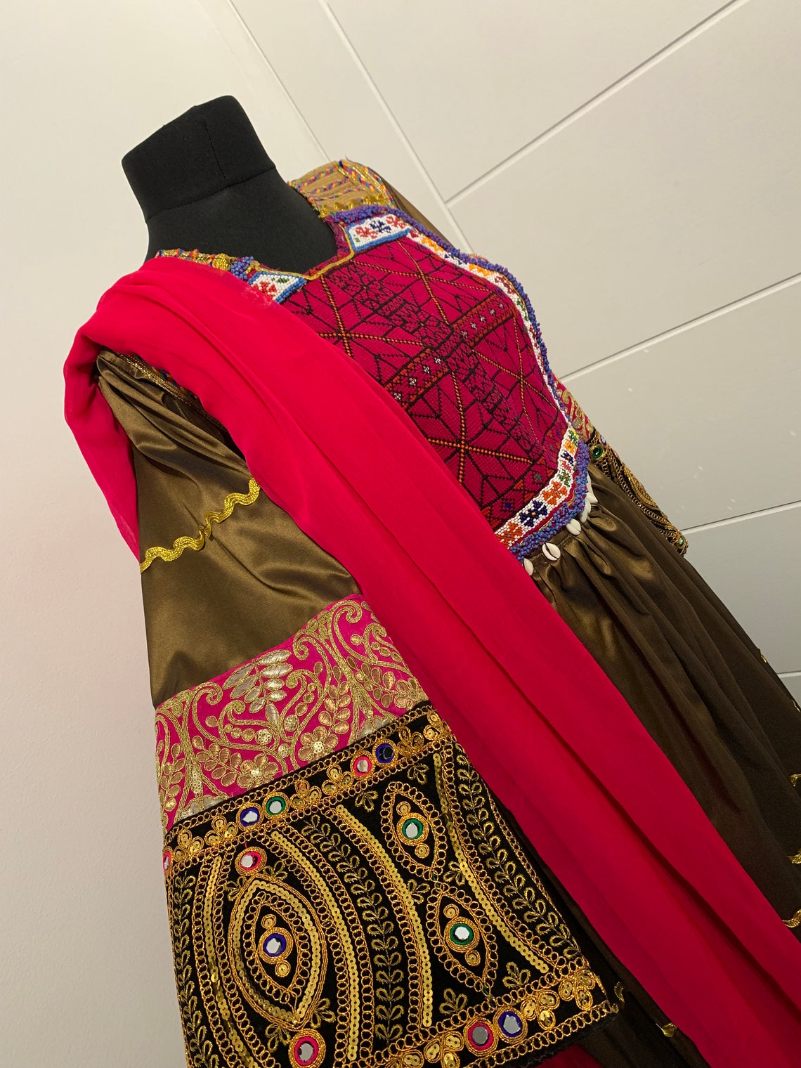 Afghan Traditional Handmade Silky Unique Pink & Brown Dress. - Etsy
