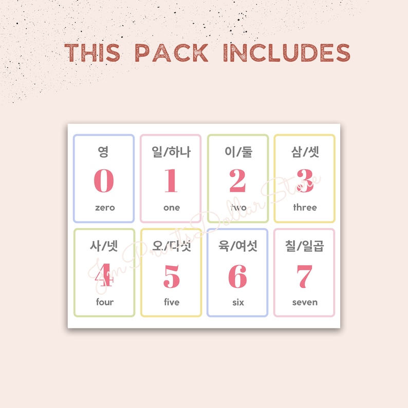 Korean Alphabet Hangul Printable Korean Flash Cards Number Learning ...
