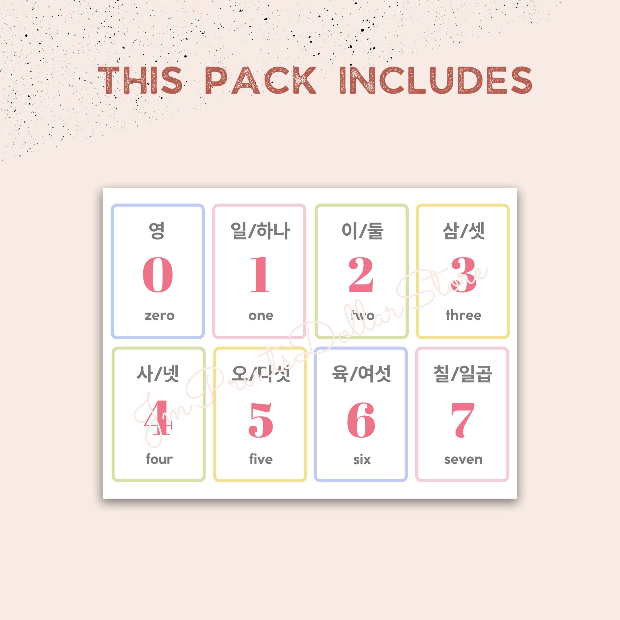 Korean Alphabet Hangul Printable Korean Flash Cards Number Learning ...