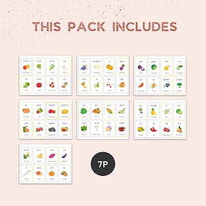 Korean Alphabet | Hangul | Printable | Korean Flash Cards | Vegetables ...