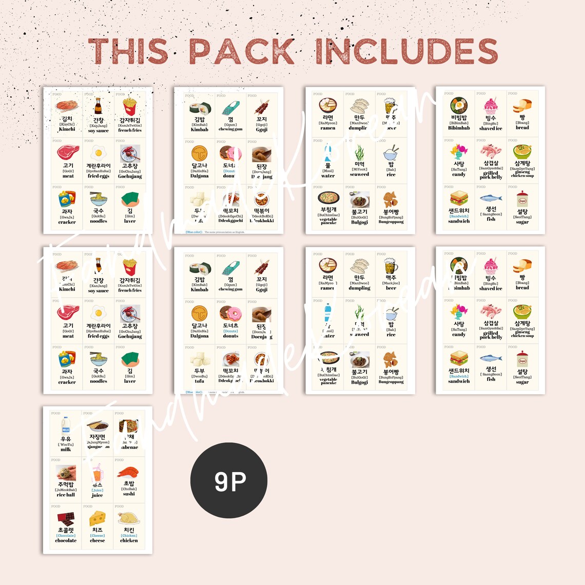 Korean Alphabet Hangul Printable Korean Flash Cards Body Part Learning ...