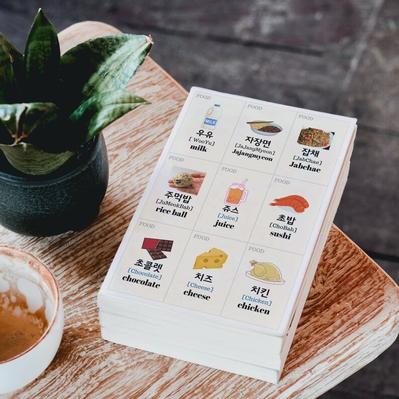 Printable Korean Word Flash Cards Korean Foods Digital - Etsy