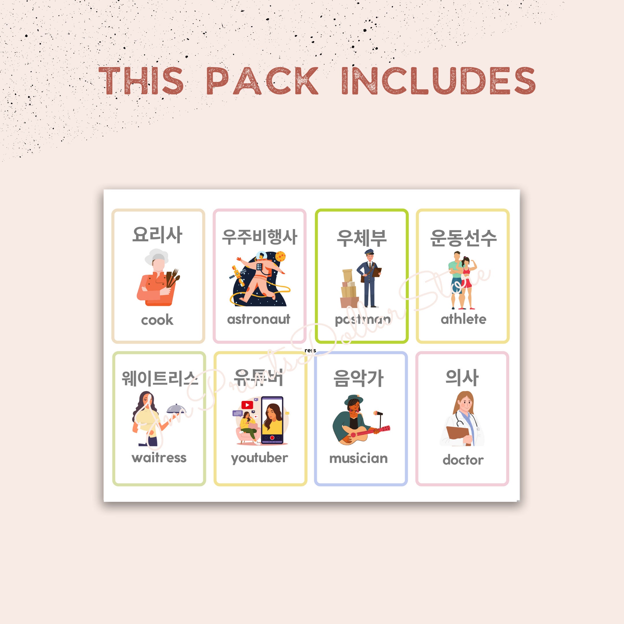 Korean Alphabet | Hangul | Printable | Korean Flash Cards | JOBS ...