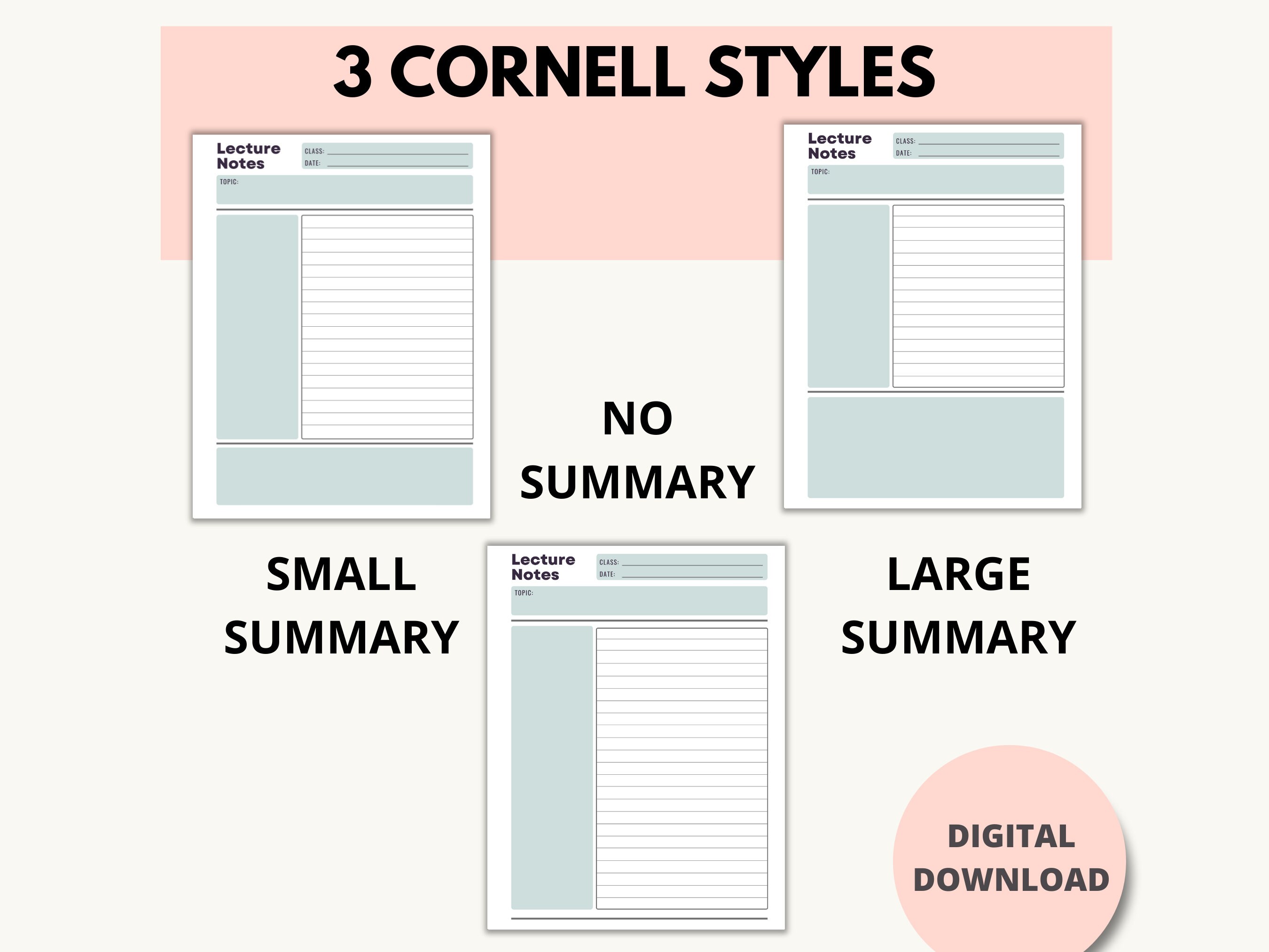 Printable Lecture Notes, Study Notes, Cornell Notes, Lecture Notes ...