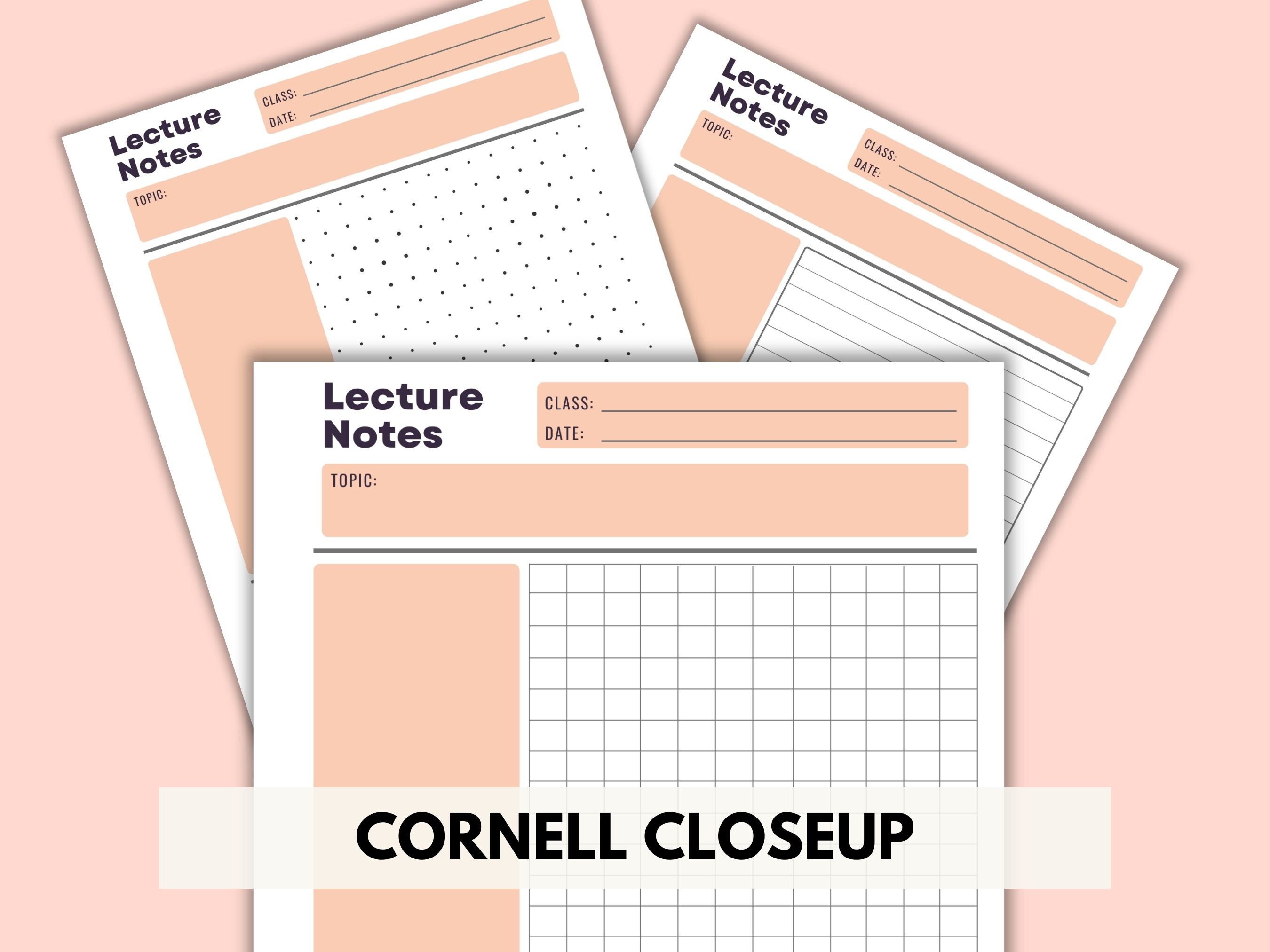 Printable Lecture Notes, Study Notes, Cornell Notes, Lecture Notes ...