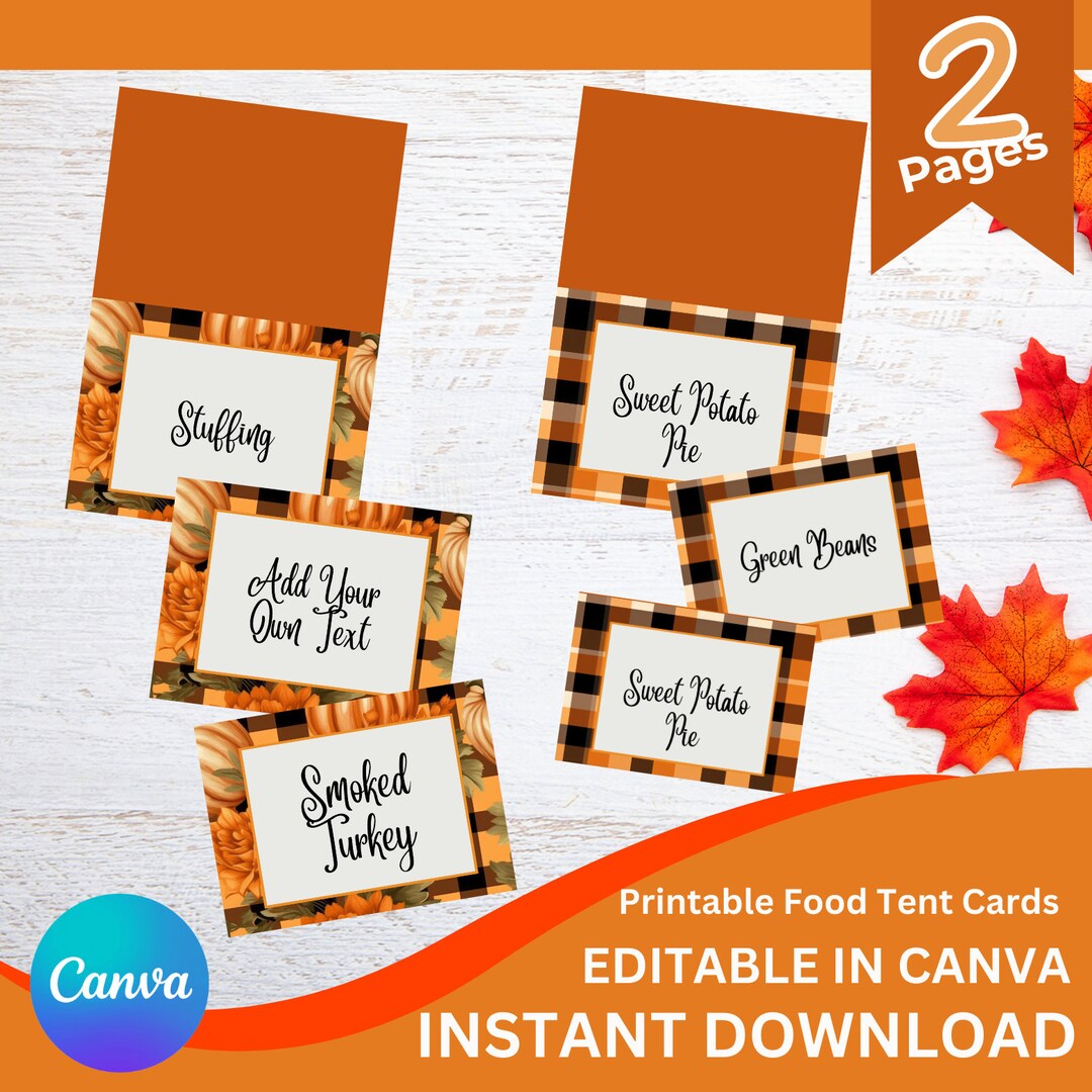 Fall Printable Food Tent Cards - Etsy