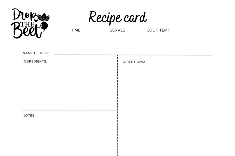 Recipe Cards Printable, Printable Recipe Card, DIY Recipe Cards ...