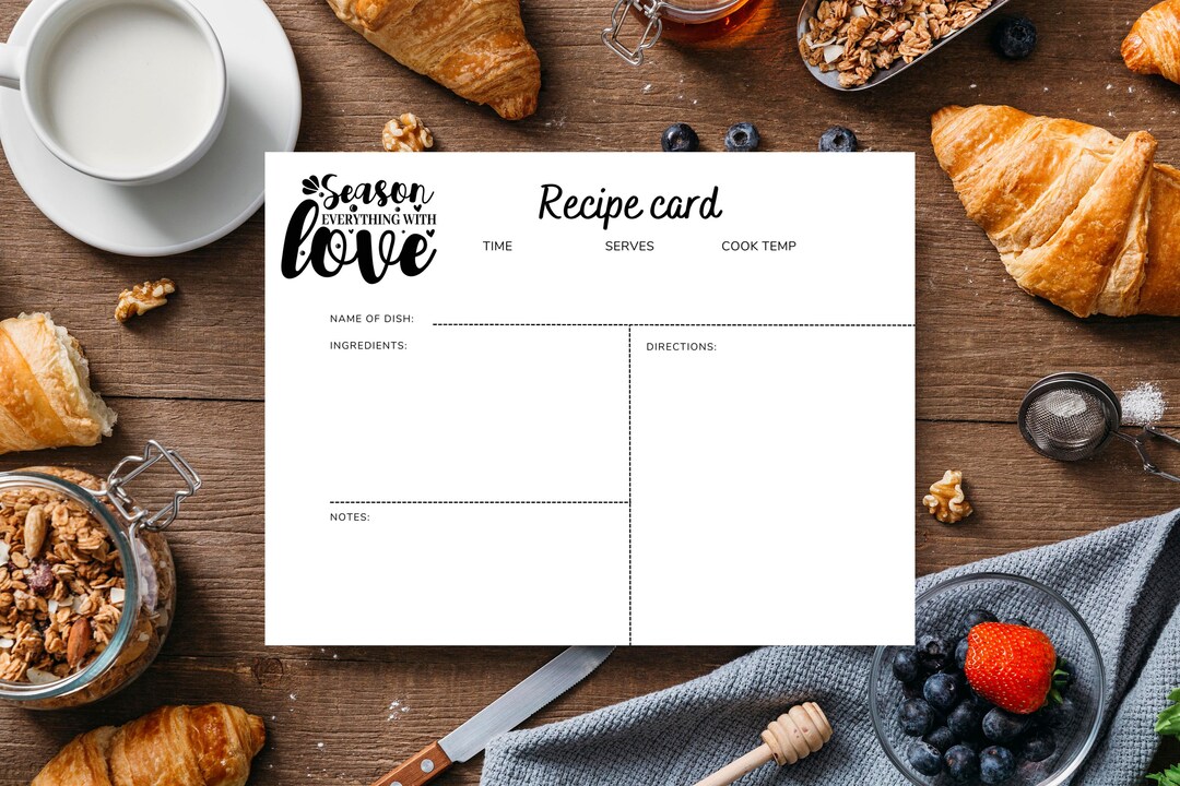 Recipe Cards Printable, Printable Recipe Card, DIY Recipe Cards ...