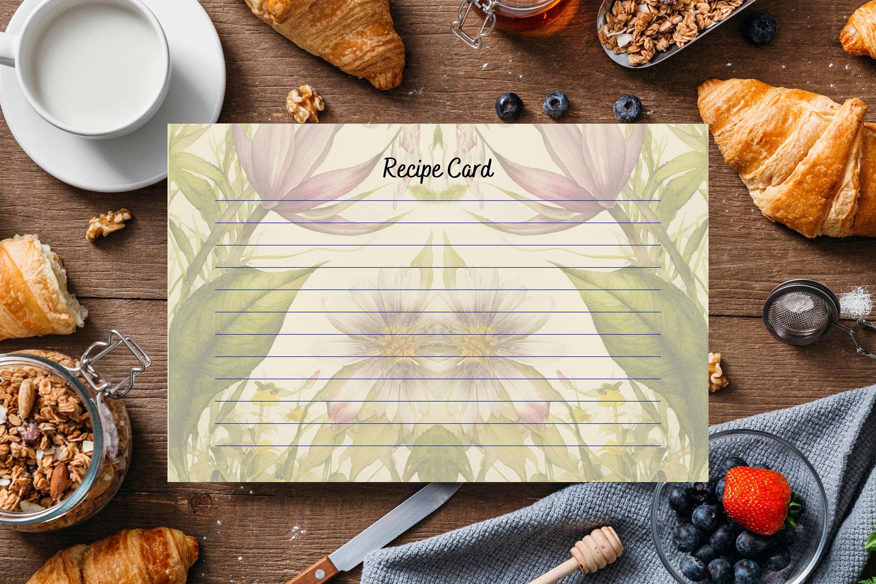 4x6 Recipe Cards Printable, Wildflower Printable Recipe Card, DIY ...