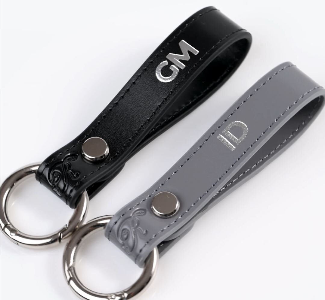Personalized Keychain Strap Genuine Leather Custom Name Embossing, Sewn ...