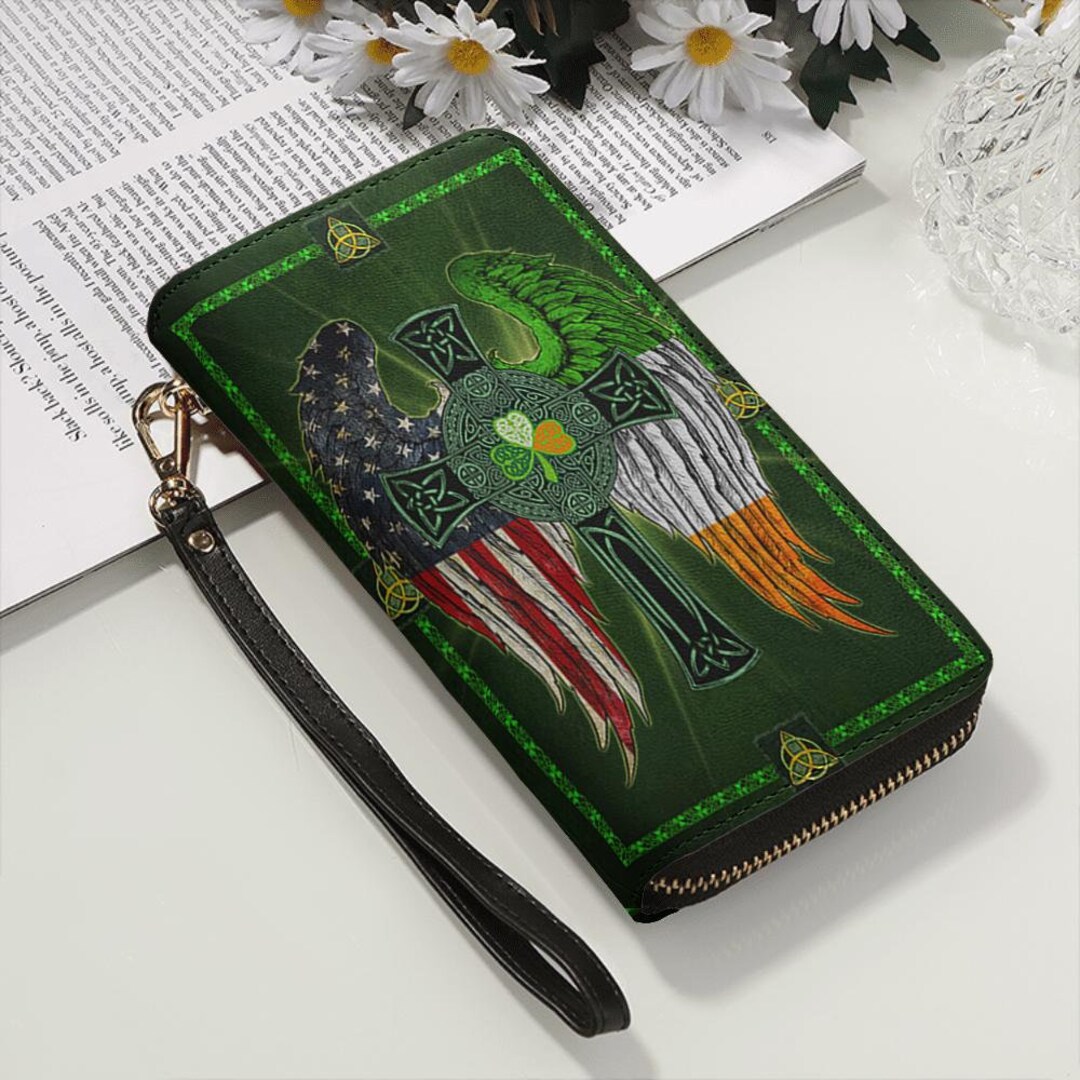 Irish American Wallet Long Wallet Custom Name Wallet Zipped - Etsy