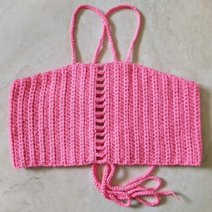 Crochet Top Pattern for Beginner Crochet Crop Top With Lace up Back Top ...