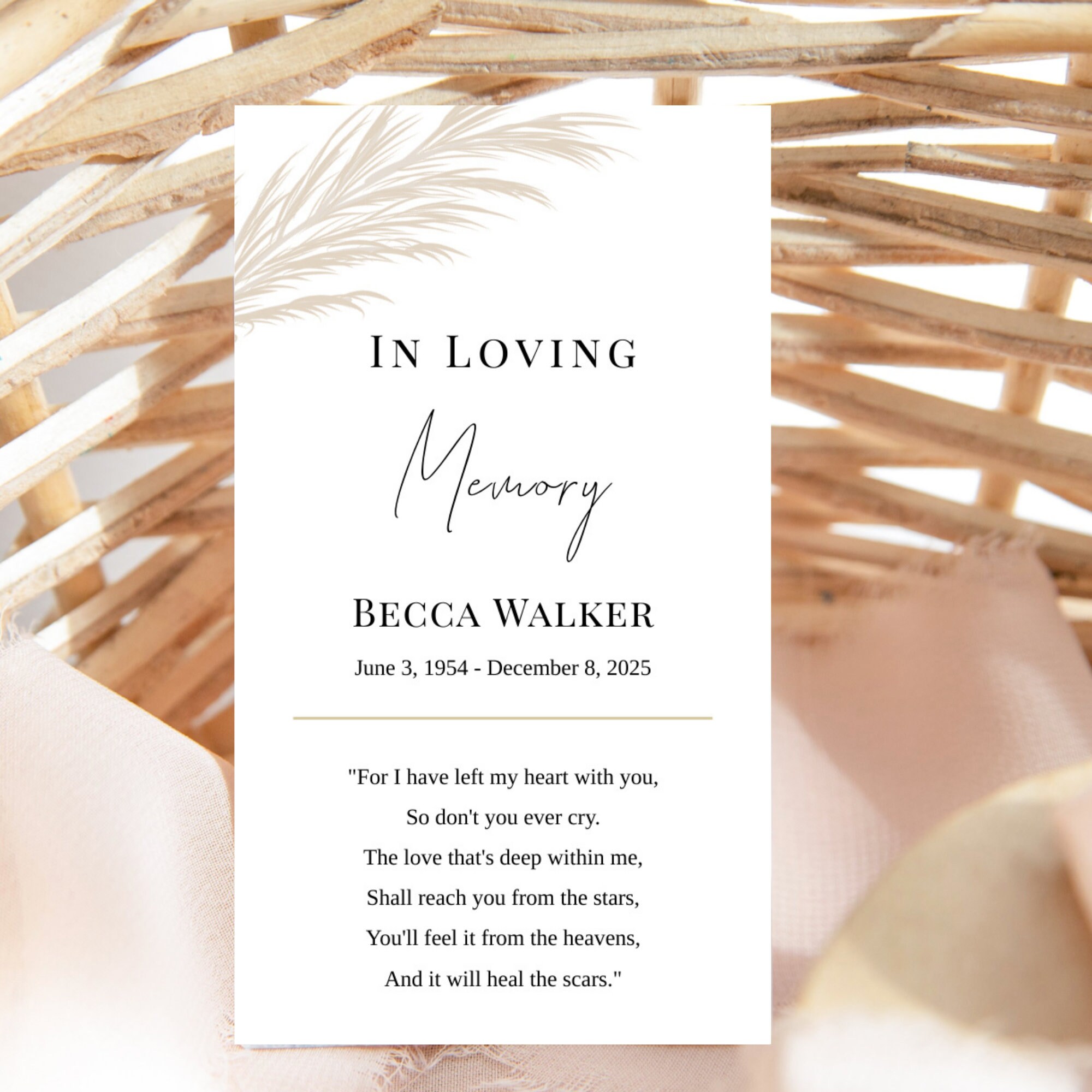 Editable Funeral Favor Tag Template, Funeral Keepsake, Funeral Favors ...