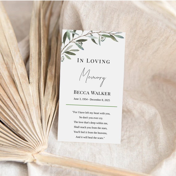 Editable Funeral Favor Tag Template Funeral Keepsake Funeral - Etsy