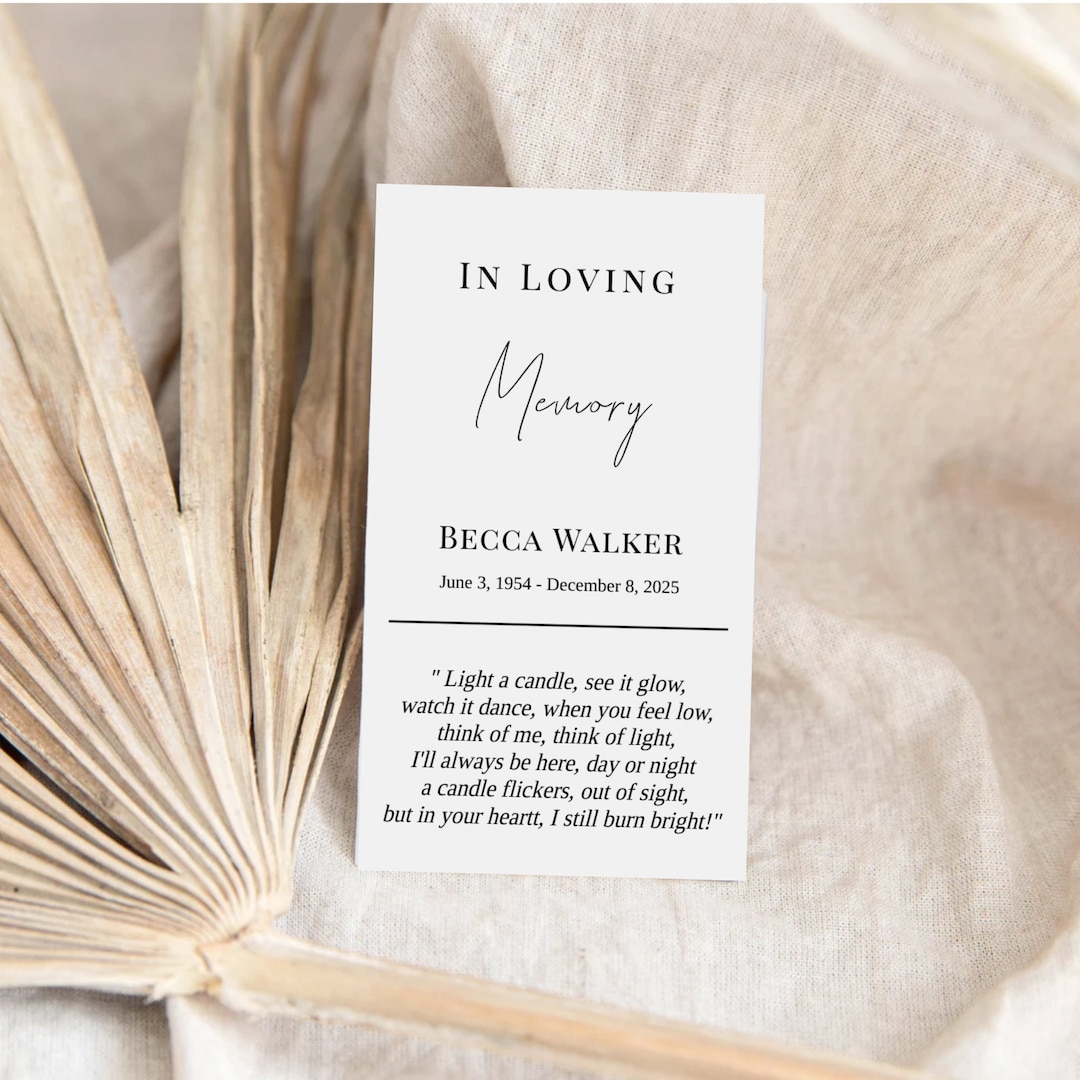 Editable Funeral Favor Tag Template, Funeral Keepsake, Funeral Favors ...