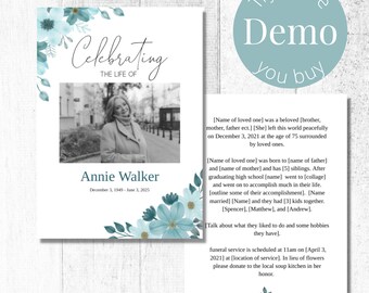 Custom Obituary Card - Etsy