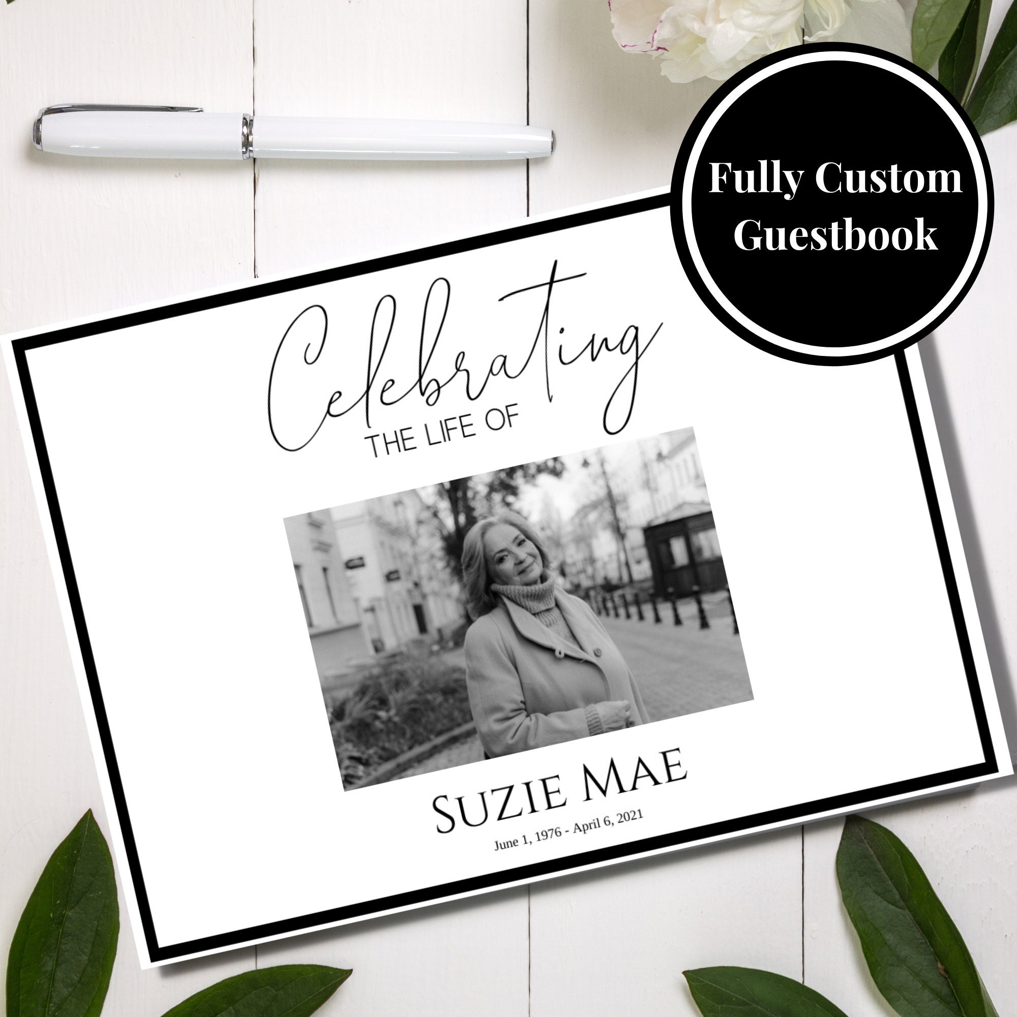 Editable Funeral Guest Book Template, Funeral Favors, Celebration of ...