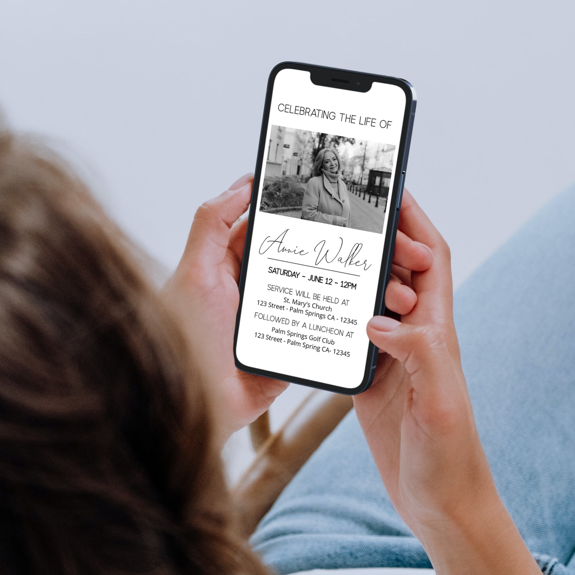 Minimalist Funeral Evite Template Electronic Funeral - Etsy