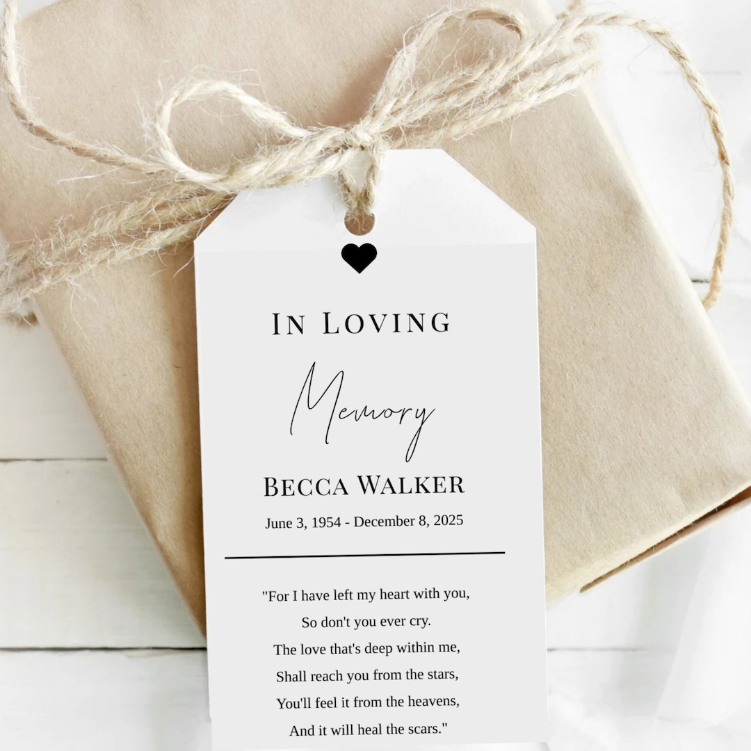 Editable Funeral Favor Tag Template, Funeral Keepsake, Funeral Favors ...