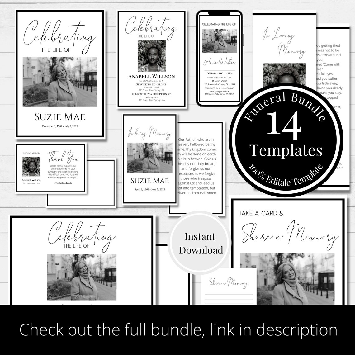 Editable Funeral Guest Book Template, Funeral Favors, Celebration of ...