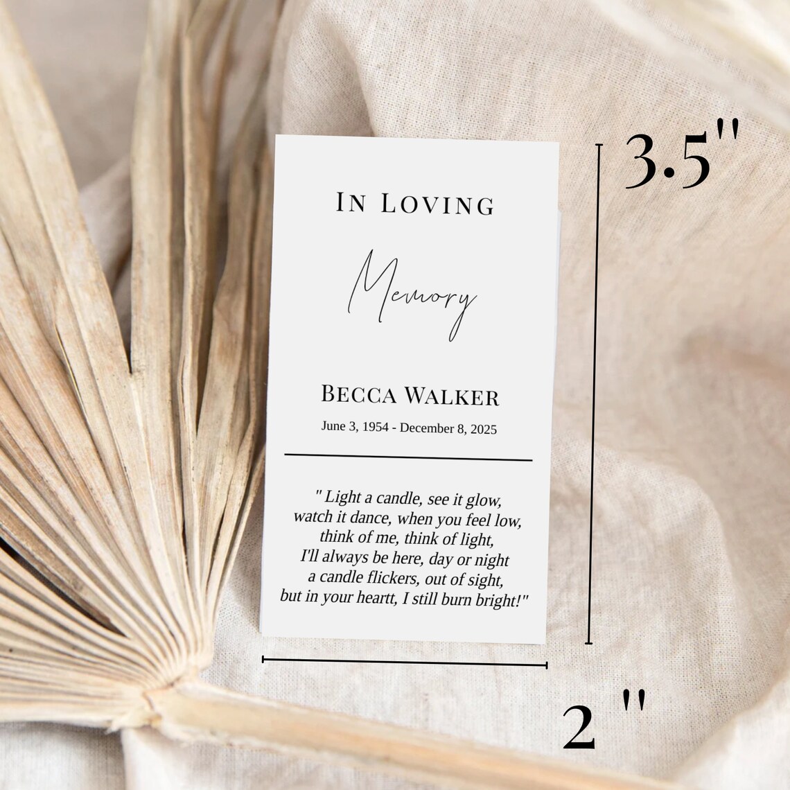 Editable Funeral Favor Tag Template, Funeral Keepsake, Funeral Favors ...