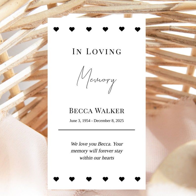 Editable Funeral Favor Tag Template, Funeral Keepsake, Funeral Favors ...