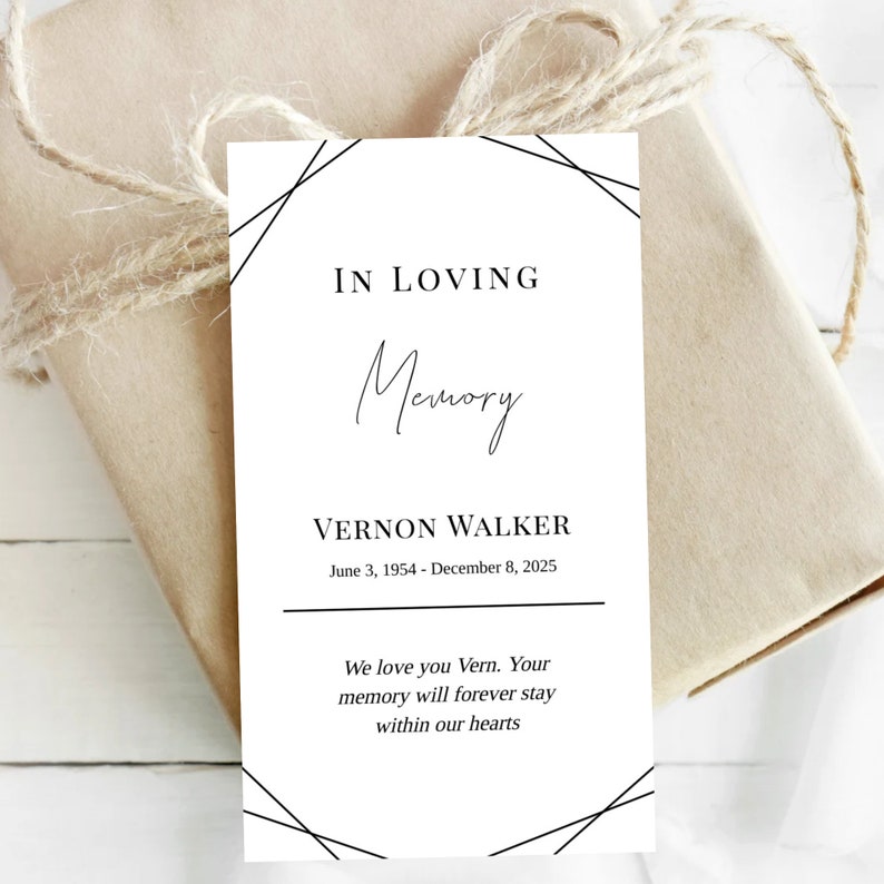 Editable Funeral Favor Tag Template, Funeral Keepsake, Funeral Favors ...