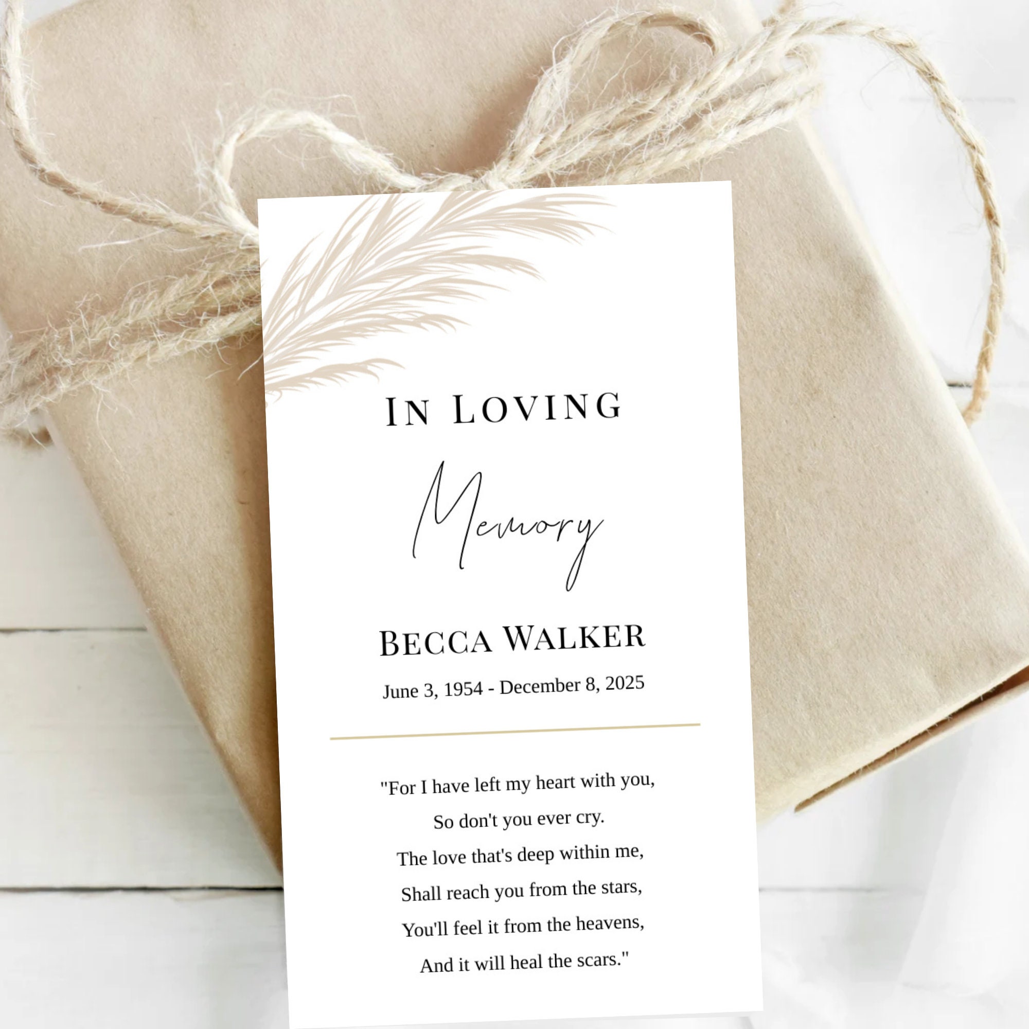 Editable Funeral Favor Tag Template, Funeral Keepsake, Funeral Favors ...