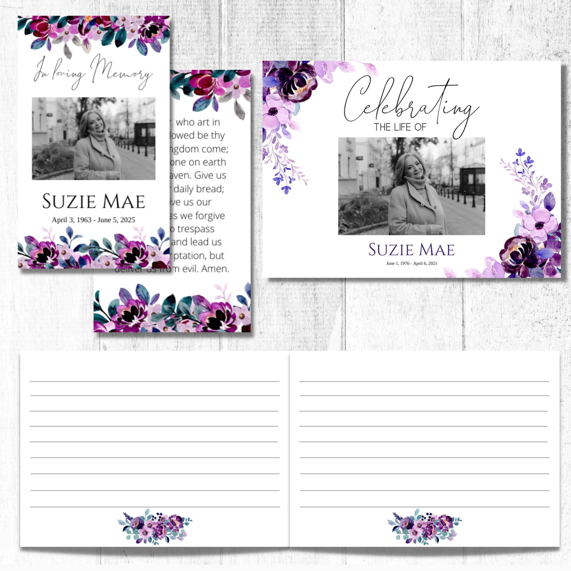 Custom Funeral Template Bundle Obituary Templates Funeral - Etsy