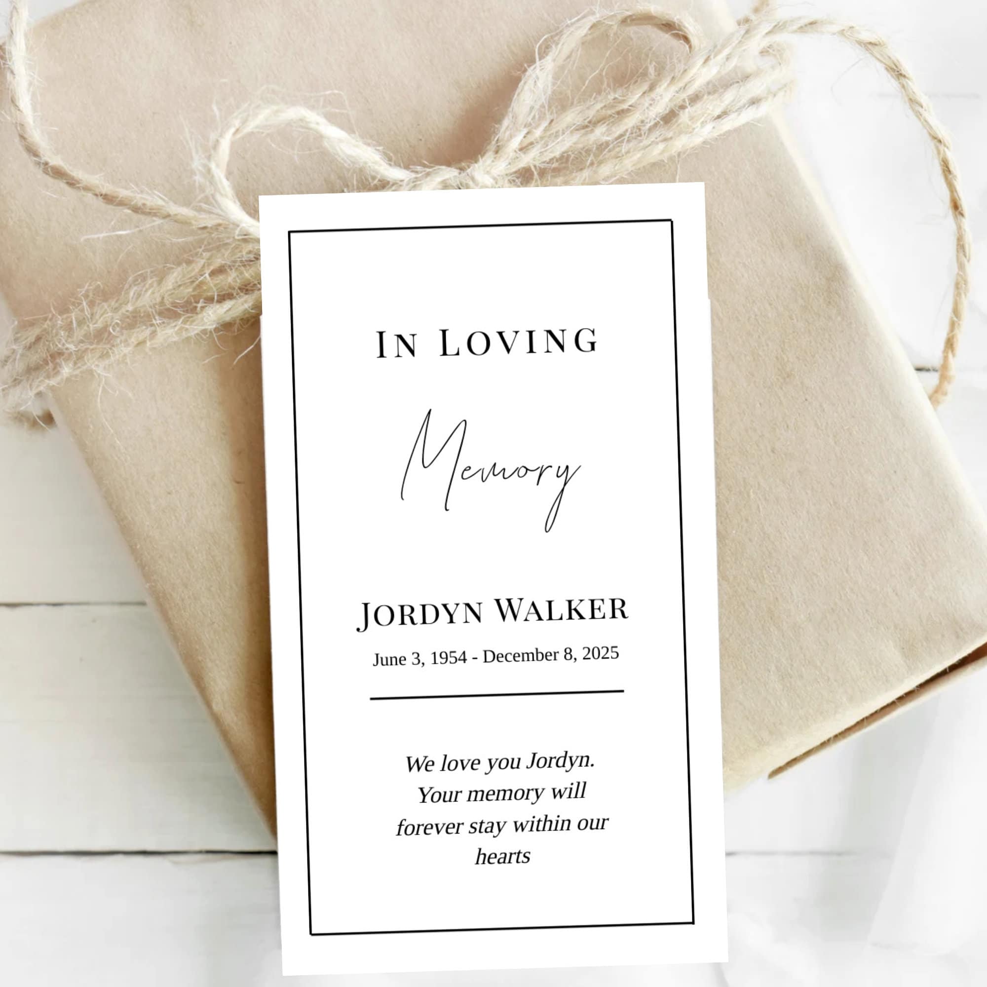 Editable Funeral Favor Tag Template, Funeral Keepsake, Funeral Favors ...