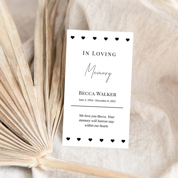 Editable Funeral Favor Tag Template Funeral Keepsake Funeral | Etsy