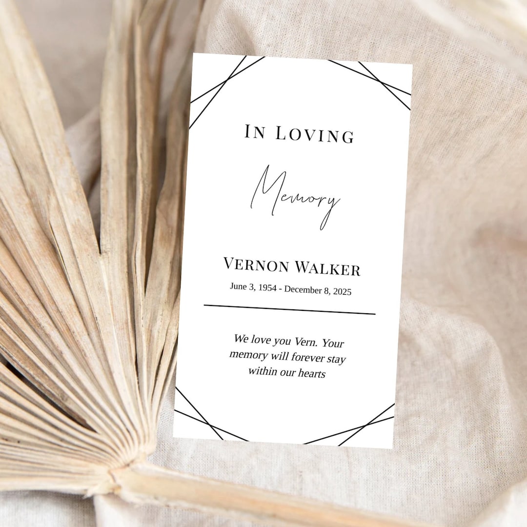 Editable Funeral Favor Tag Template, Funeral Keepsake, Funeral Favors ...