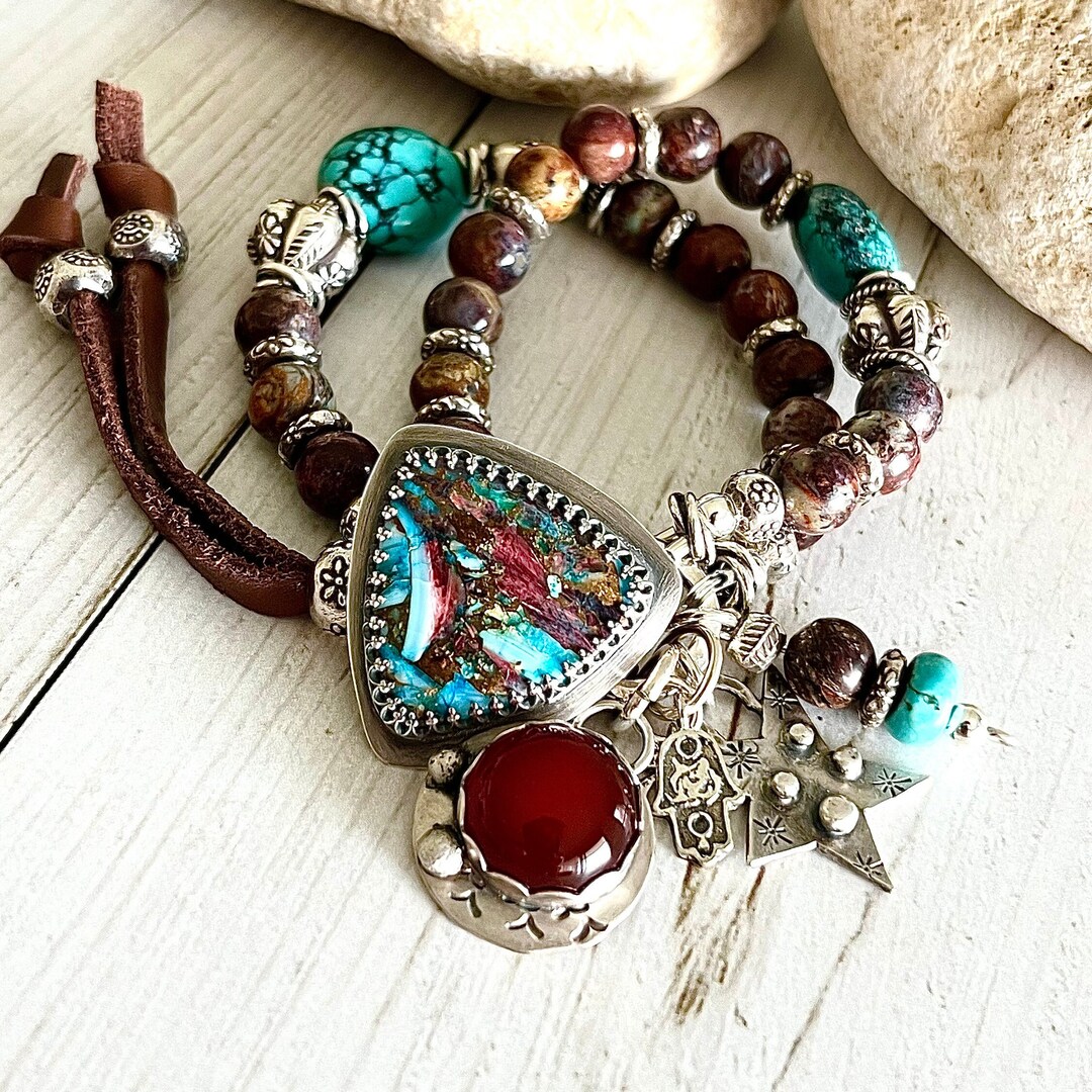 Genuine Turquoise Bracelet, Arizona Kingman Sky Mohava Turquoise Button ...