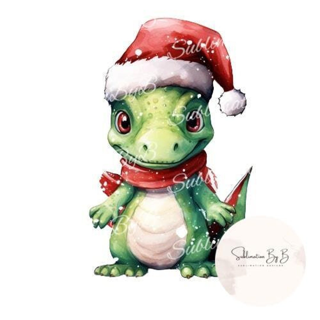 Jolly Santa Dino Sublimation Clip Art Design - Etsy
