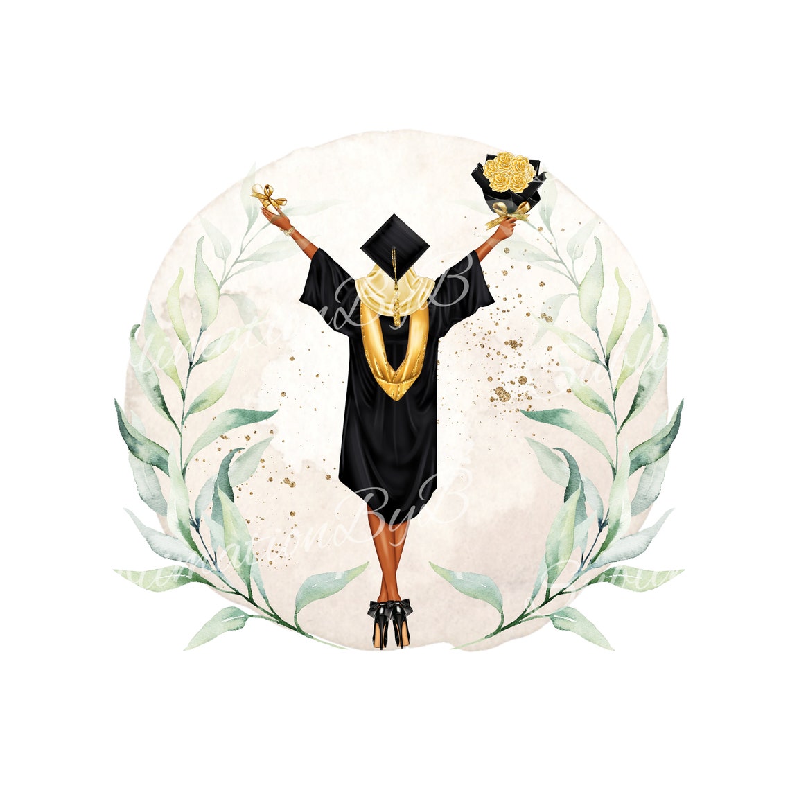 Graduation Sublimation Design PNG Greenery Graduate - Etsy