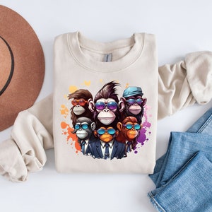 Wild Monkey Tribe: Sublimation Design Featuring a Playful - Etsy