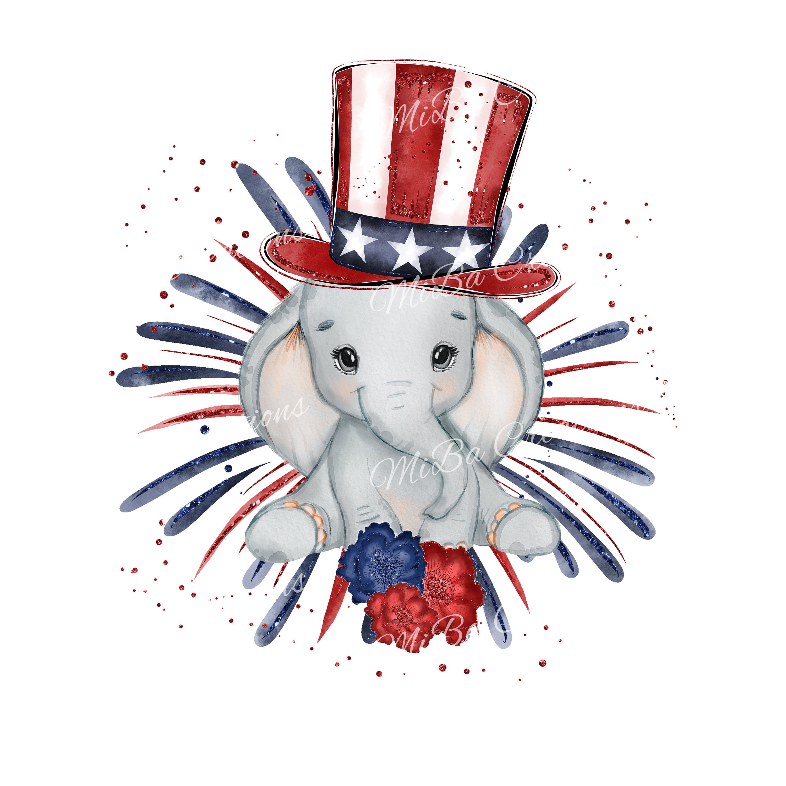4th of July Elephant Sublimation Design PNG Cool America - Etsy