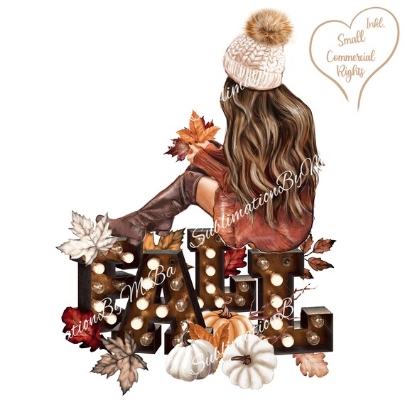 Modern Fashion Girl Fall Sublimation Design PNG Fall Design - Etsy