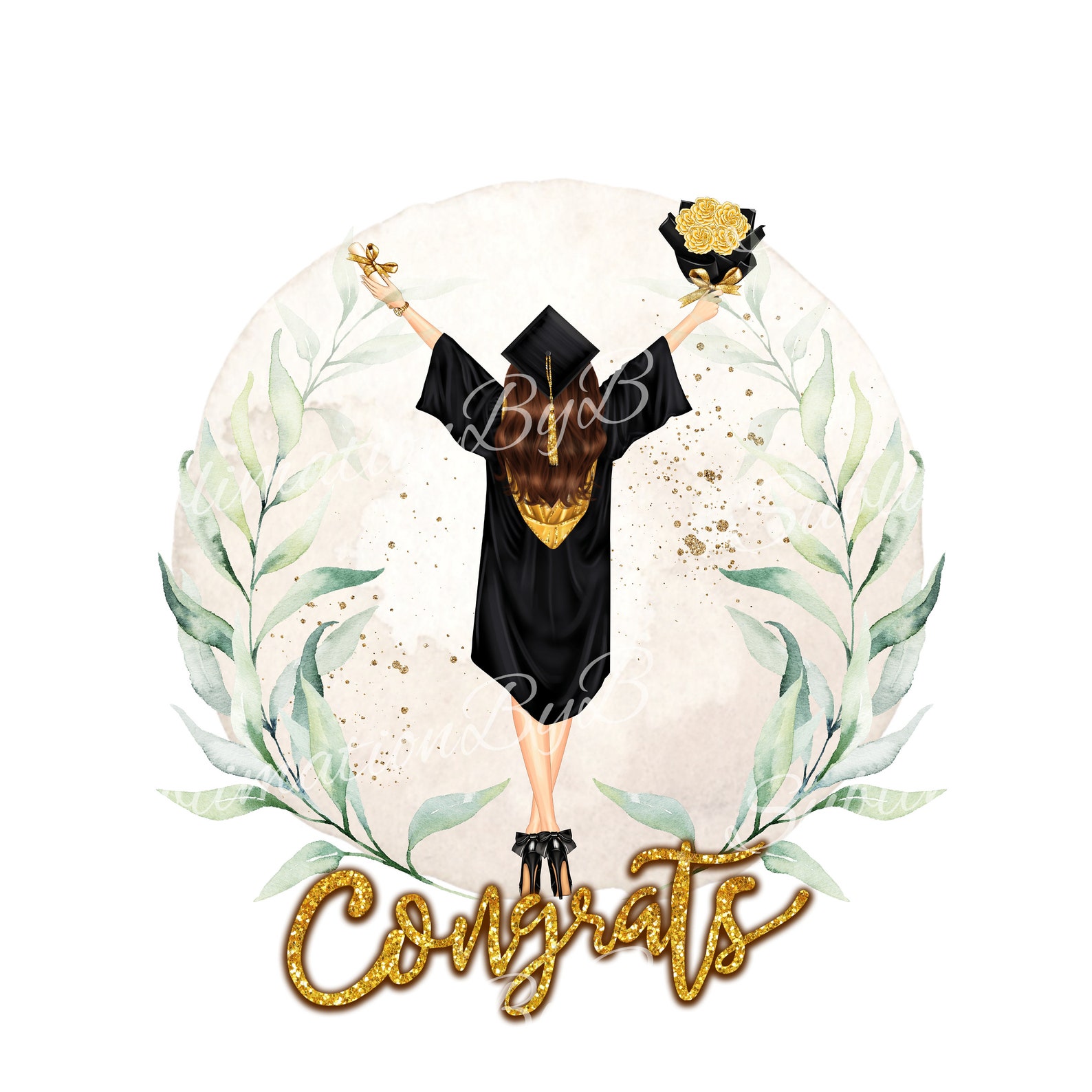 Graduation Sublimation Design PNG Greenery Graduate - Etsy