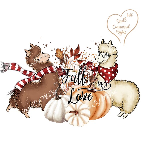 Fall Llama Sublimation Design PNG Pumpkin Animal Sublimation - Etsy