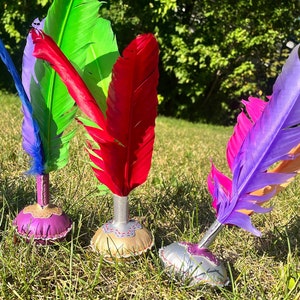 Handmade Mexican Peteca Toy: Vibrant Turkey Feathers, Fun Family Game ...